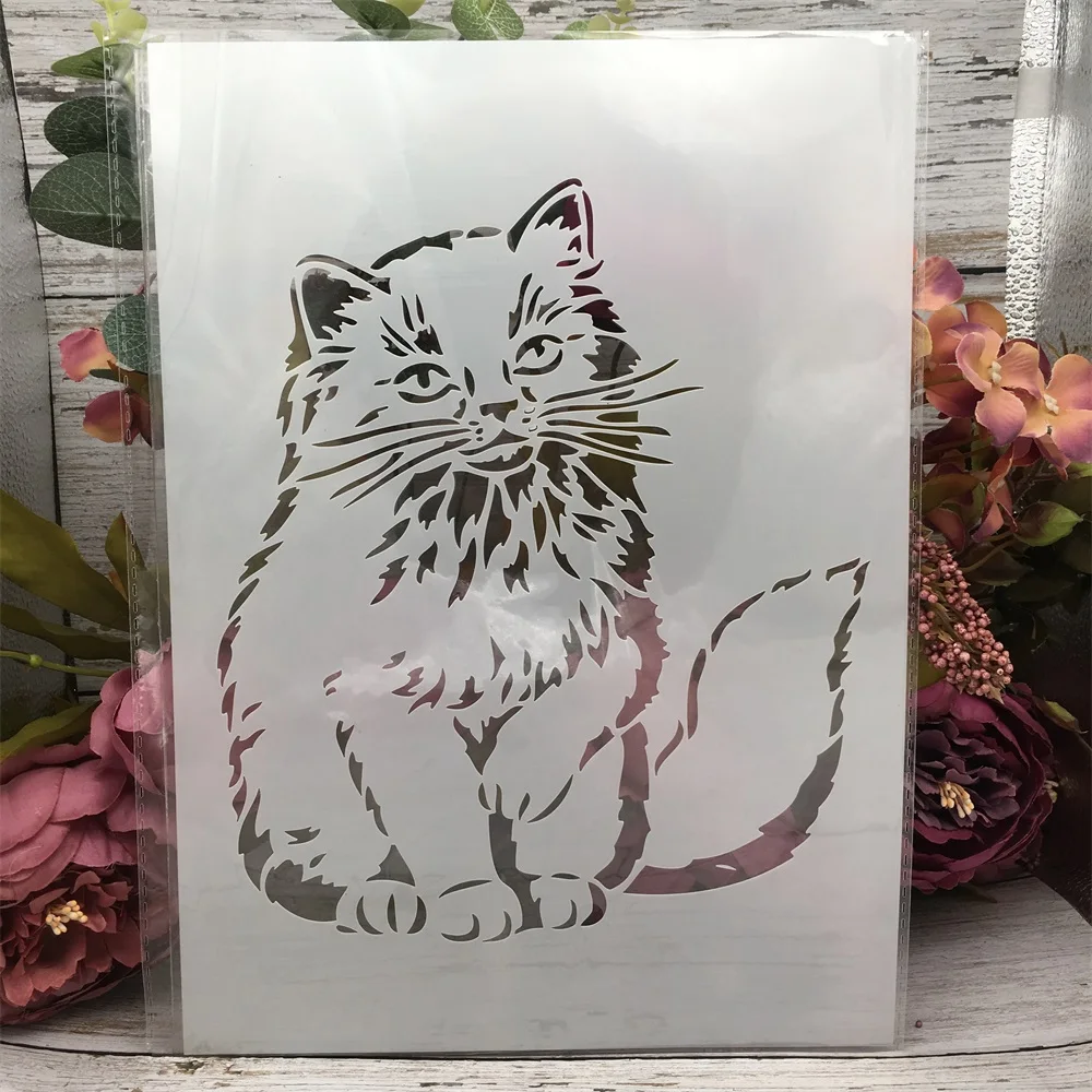 1Pcs 29cm A4 Cute Fat Cat DIY Layering Stencils Painting Scrapbook ...
