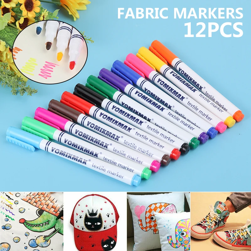 12pc-set-Colorful-Fabric-Painting-Marker-Permanent-Fabric-DIY-Design ...