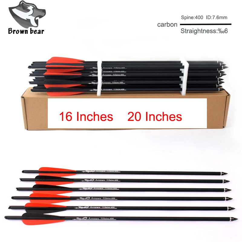 Archery 12Pcs 16" 17" 18" 20" 22" Carbon Crossbow Bolts Arrows with 4 ...