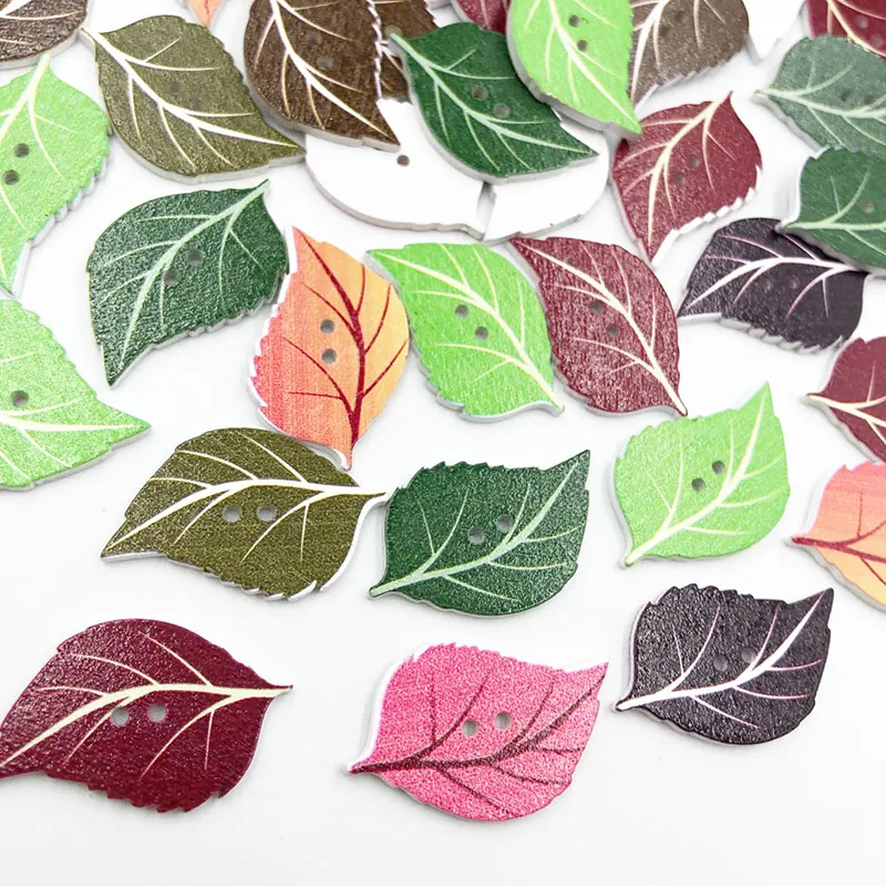 10/50/100pcs Mixed Leaves Wood Apparel Sewing Buttons For Clothes ...