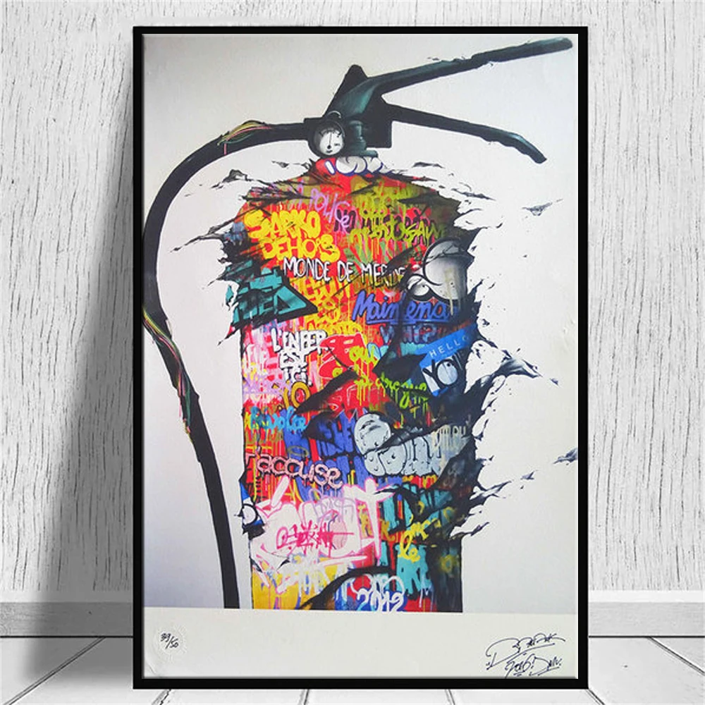 Modern-Graffiti-Spray-Painting-Fire-Extinguisher-Abstract-Poster-Print ...