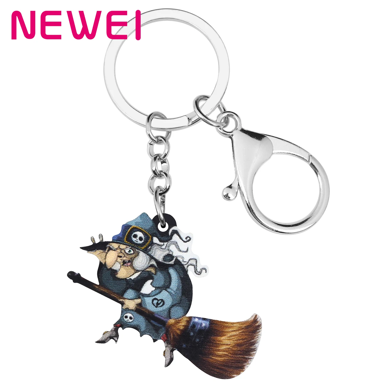 Newei-Acrylic-Halloween-Magic-Witch-Keychains-Print-Long-Broom-Trouser ...