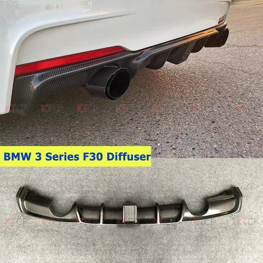Carbon Fiber Rear Bumper Diffuser Lip Spoiler With Lights Fits For Bmw ...