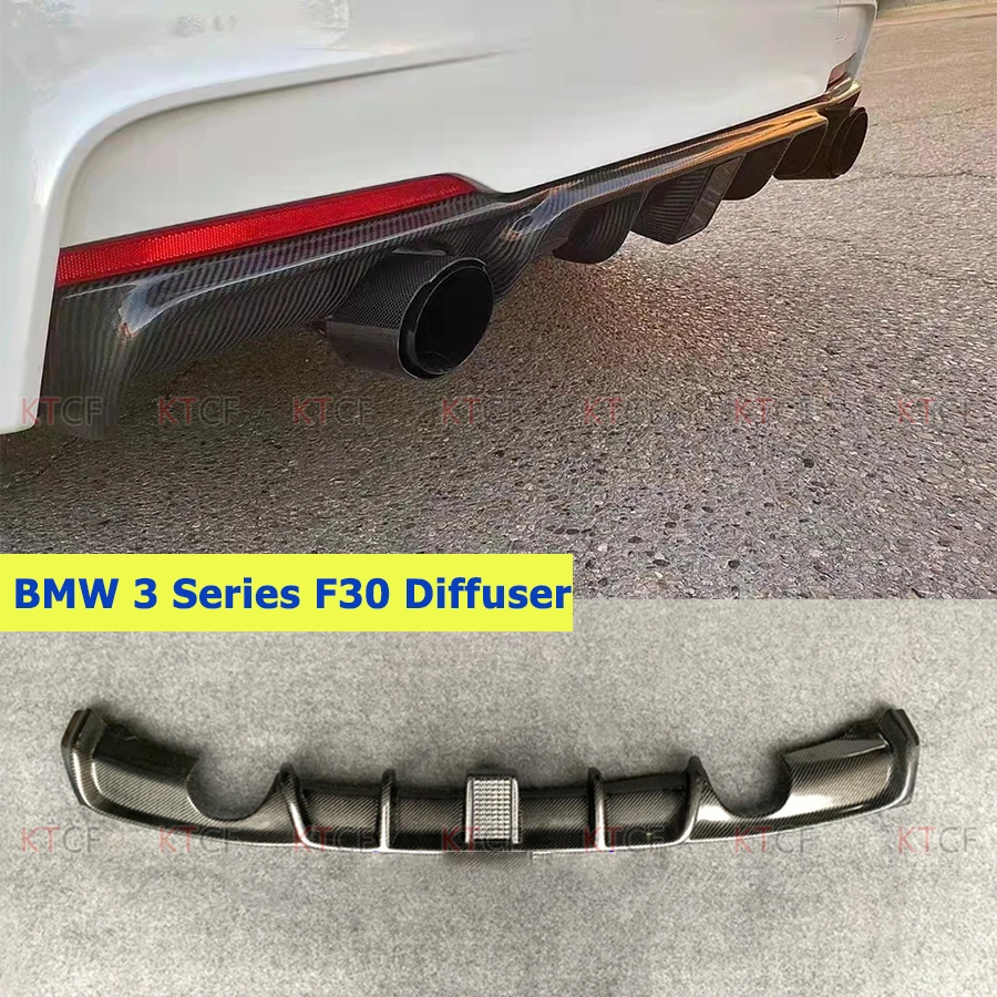 Carbon Fiber Rear Bumper Diffuser Lip Spoiler With Lights Fits For Bmw ...