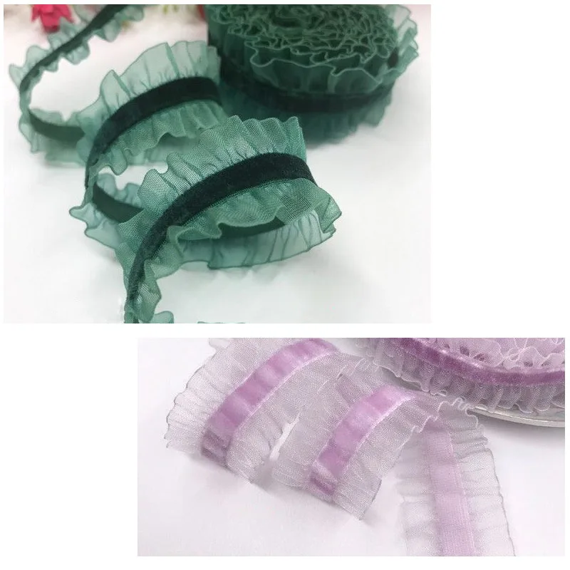 2-5cm-Pretty-Organza-Ruffle-Elastic-Lace-Trim-velvet-ribbon-Stretch ...
