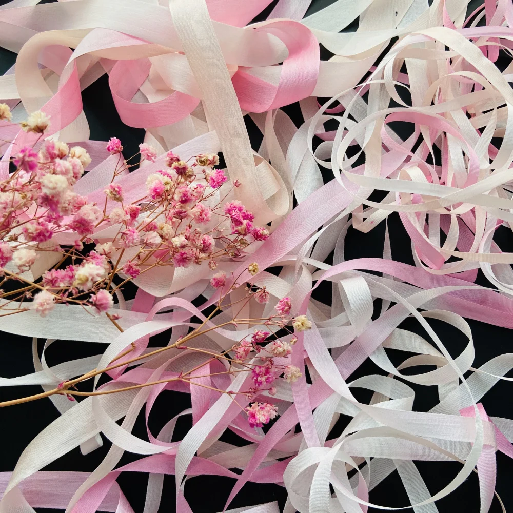 4mm 7mm 13mm variegated color 100% pure silk thin taffeta silk ribbons ...