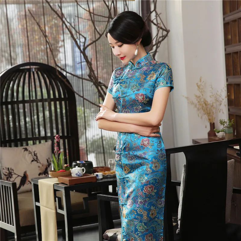 Chinese Traditional Qipao Dress Slim Vintage Cheongsam Oriental ...