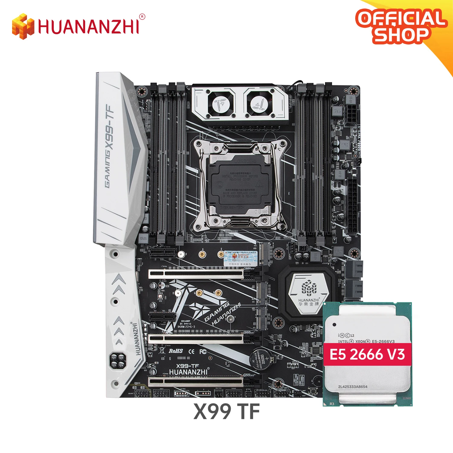 HUANANZHI X99 TF X99 Motherboard Intel with XEON E5 2666 V3 MOS FAN ...