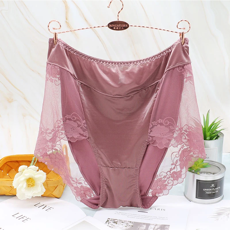 Bragas de encaje de talla grande para mujer, ropa interior Sexy fina de ...