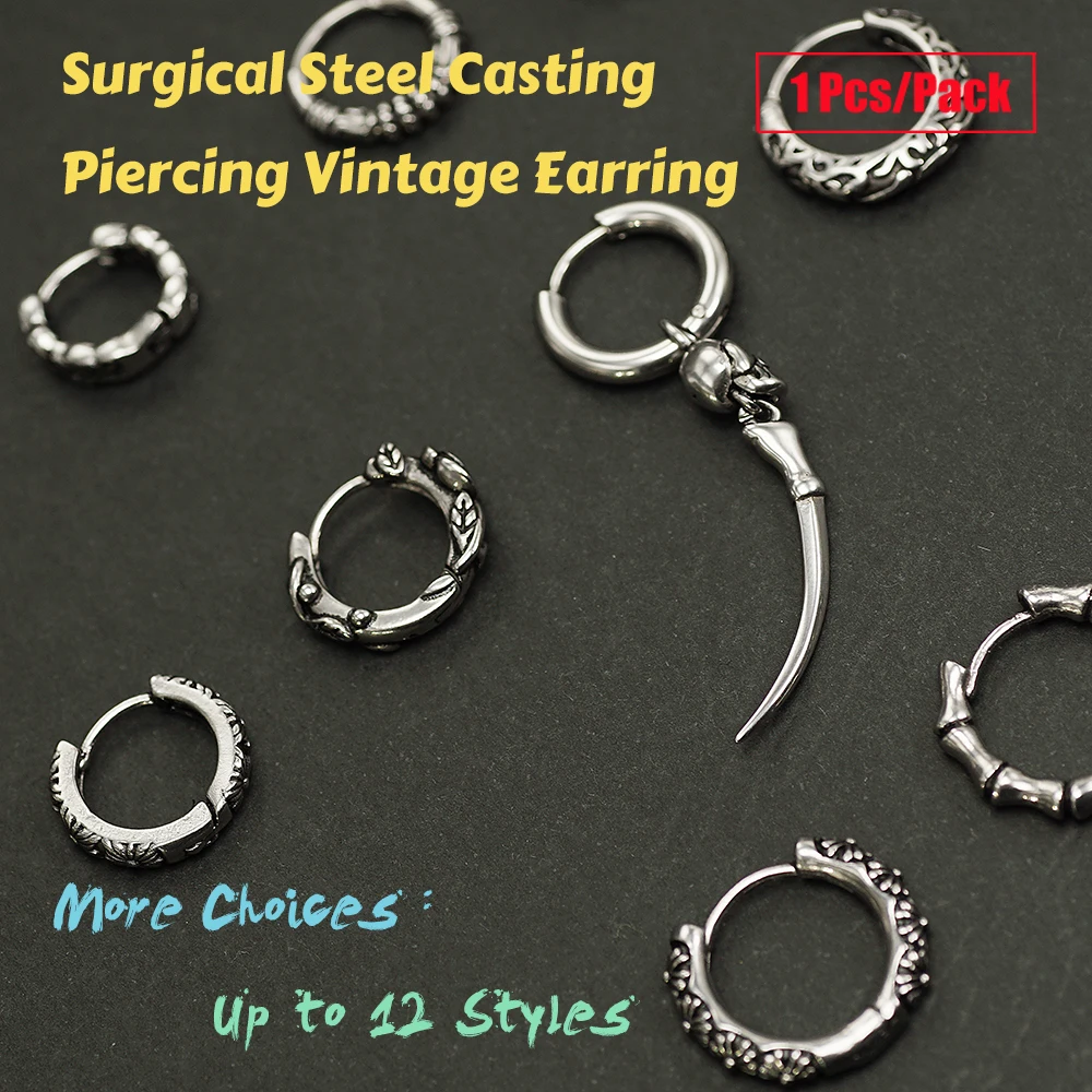1-Pc-Pack-316L-Surgical-Stainless-Steel-Hoop-Earring-Casting-Vintage-Cartilage-Earring-Piercing ...