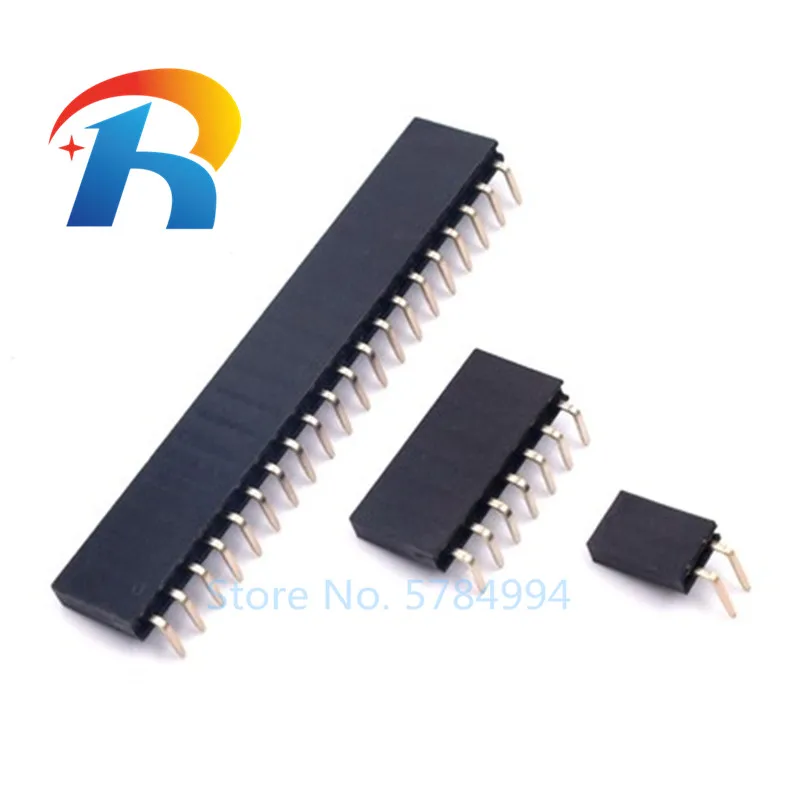 10PCS 1X2/3/4/5/6/8/10/40 Pin Single Row Right Angle Female Pin Header ...