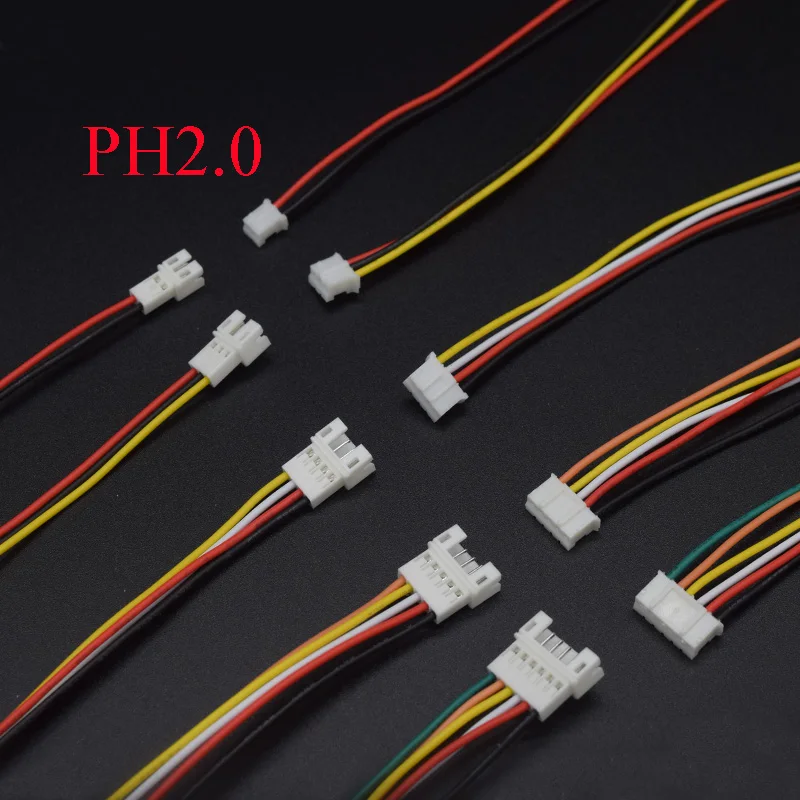 10pair micro jst ph 2.0 2p 3p 4p 5p 6pin macho conector de tomada fêmea com cabos de fio 200mm ...