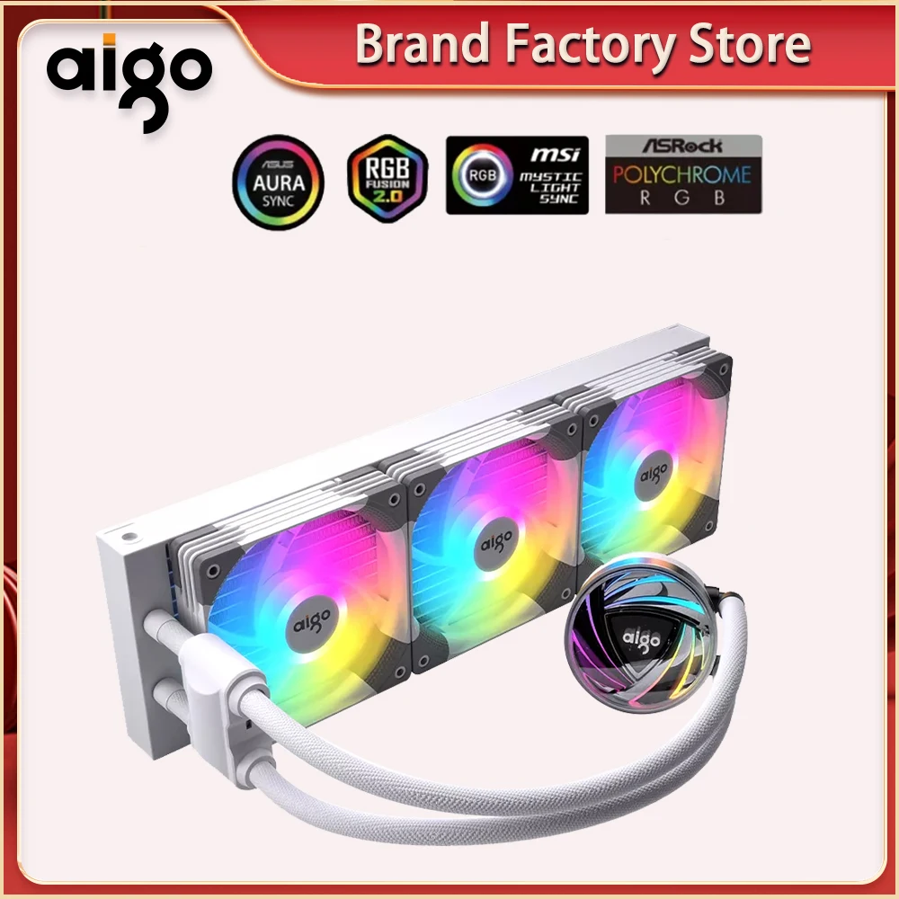 Aigo galaxy 240/360 argb cpu resfriamento de água mestre rgb ventilador 120mm líquido dissipador ...