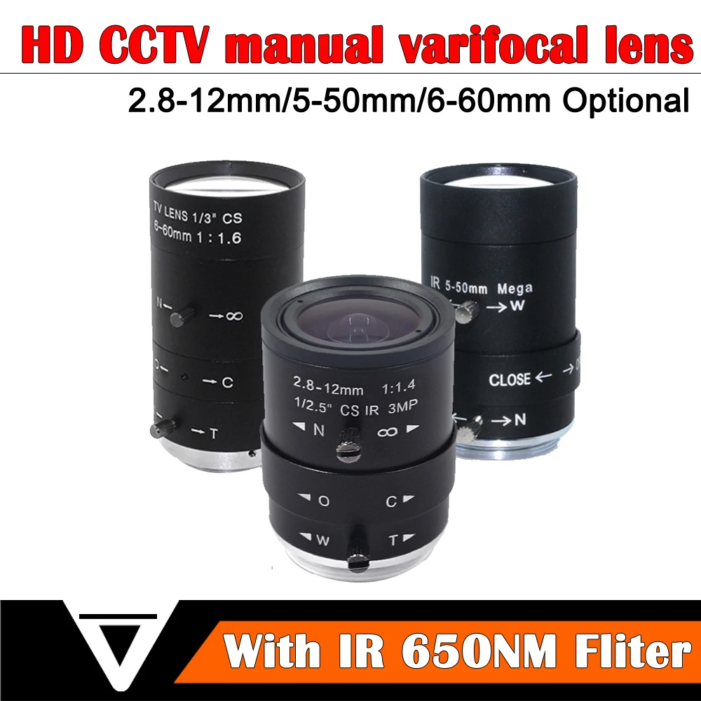 2-8-12mm-5-50mm-6-60mm-HD-Megapixel-CS-Varifocal-Zoom-Lens-Focus-Manual ...