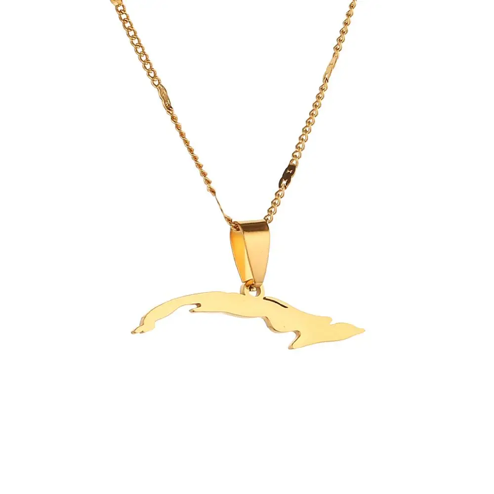 Stainless Steel Gold Color Cuba Map Necklaces For Women Map of Cuba ...
