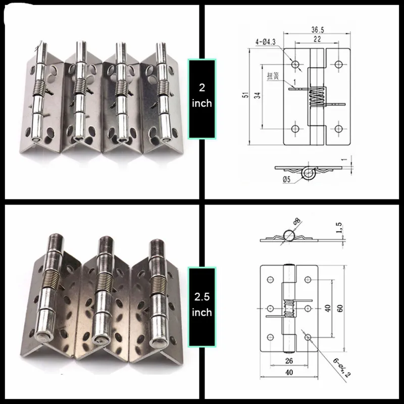 3 pouces - Charnières à bout en acier inoxydable, bisagras à fermeture ...