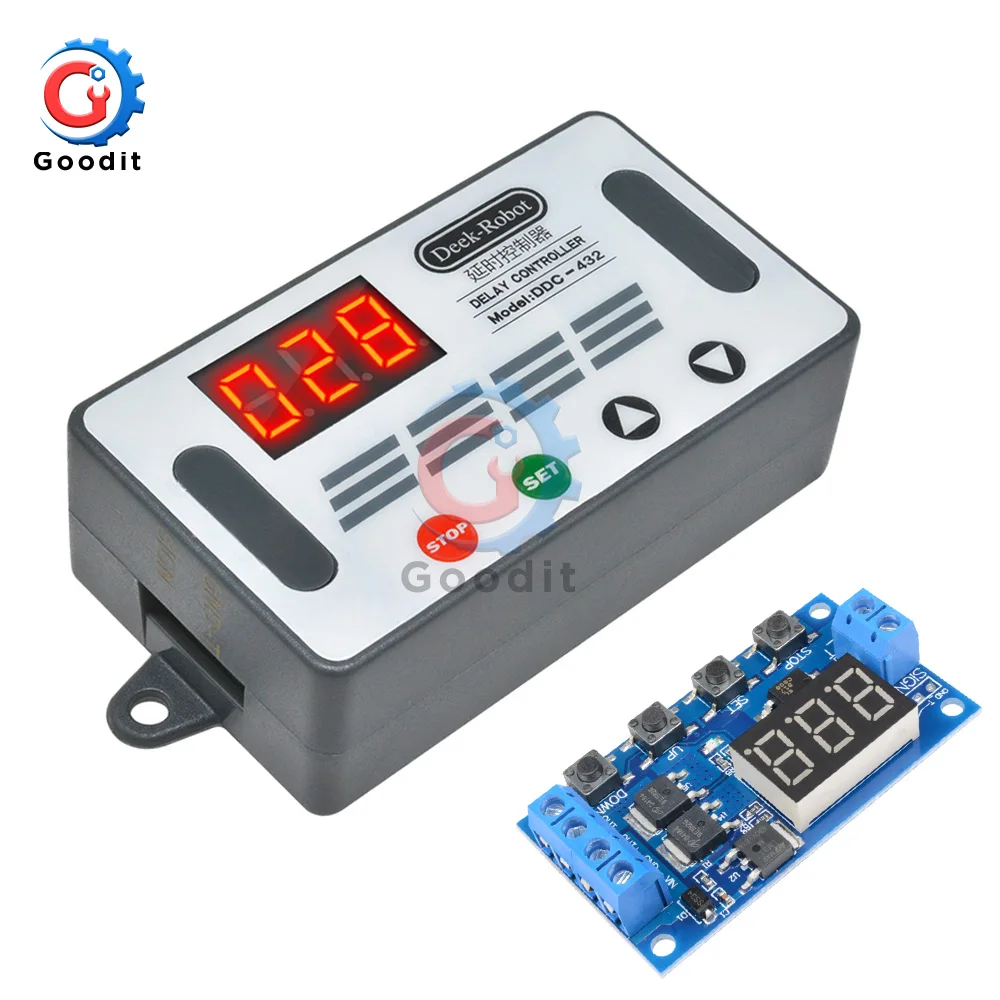 DC 12V 24V LED Digital Time Delay Relay High level trigger Cycle Timer ...