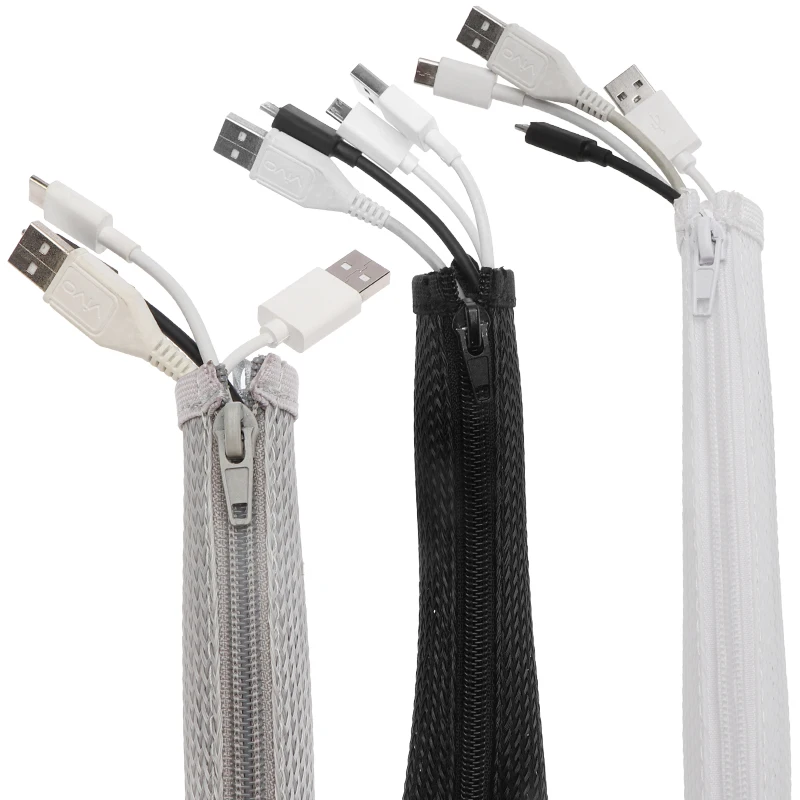 Dropship1m Zipper Cable Sleeve Flexible Nylon Wire Cable Management ...