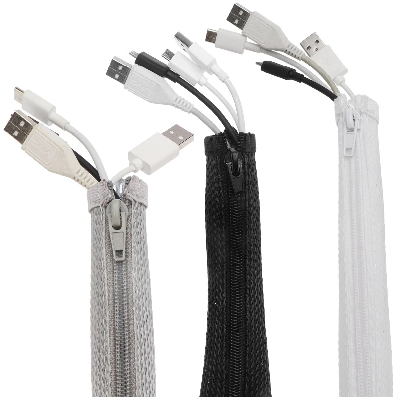 Dropship1m Zipper Cable Sleeve Flexible Nylon Wire Cable Management ...