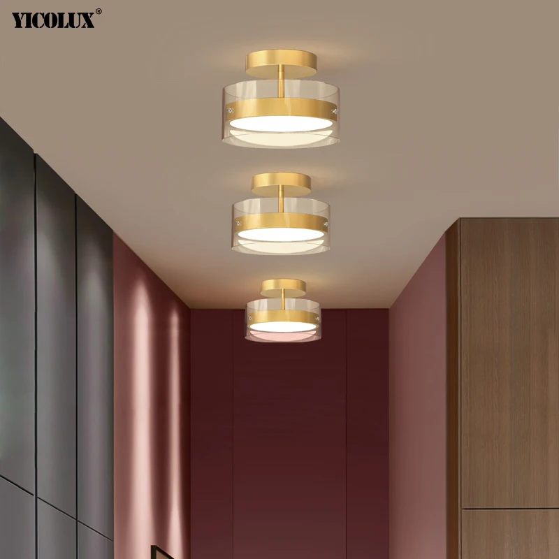 Simple Led Ceiling Lights Golden Black Lamps For Hallway Balcony ...