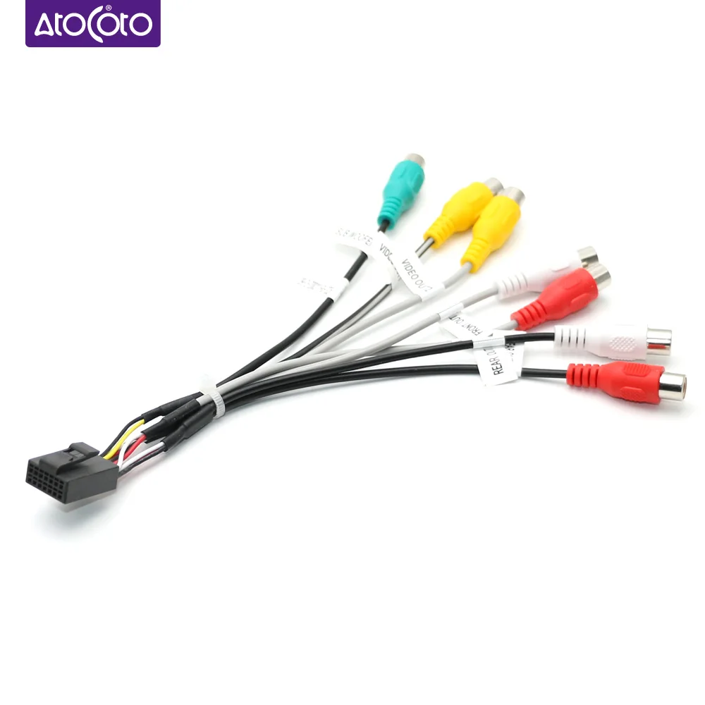 14 Pin Universal RCA Output Wire Harness Subwoofer Cable Adapter Wiring ...
