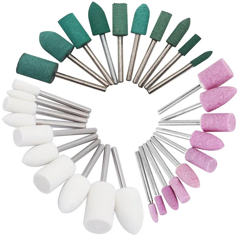 10PCS Rubber Ceramic Wool Felt Grinding Head Polishing Abrasive Wheel ...