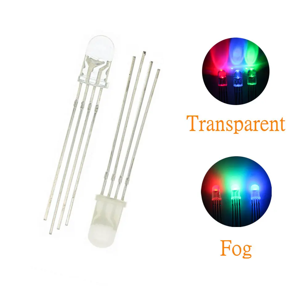 100 pces 4pin 5mm rgb led emitindo diodo indicador arduino vermelho ...