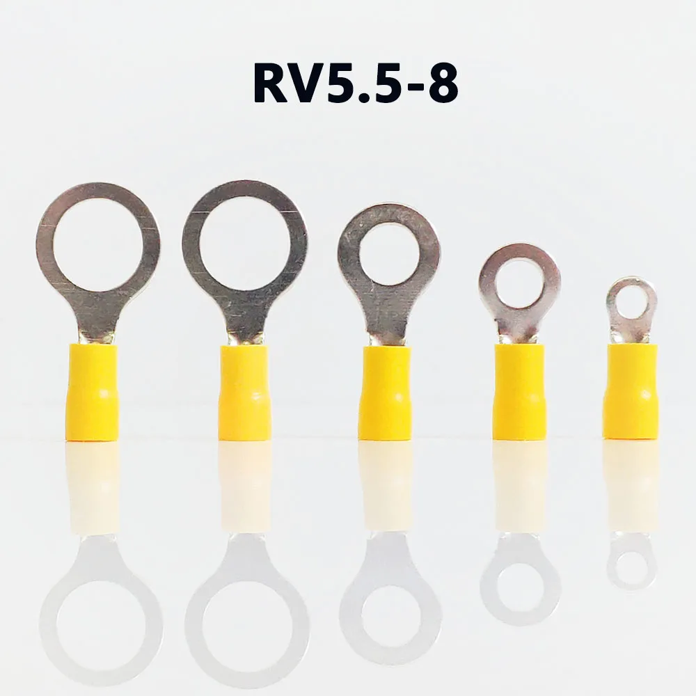 RV5.5 8 YELLOW color Ring insulated terminal suit 4 6mm2 Cable Wire Connector cable Crimp ...