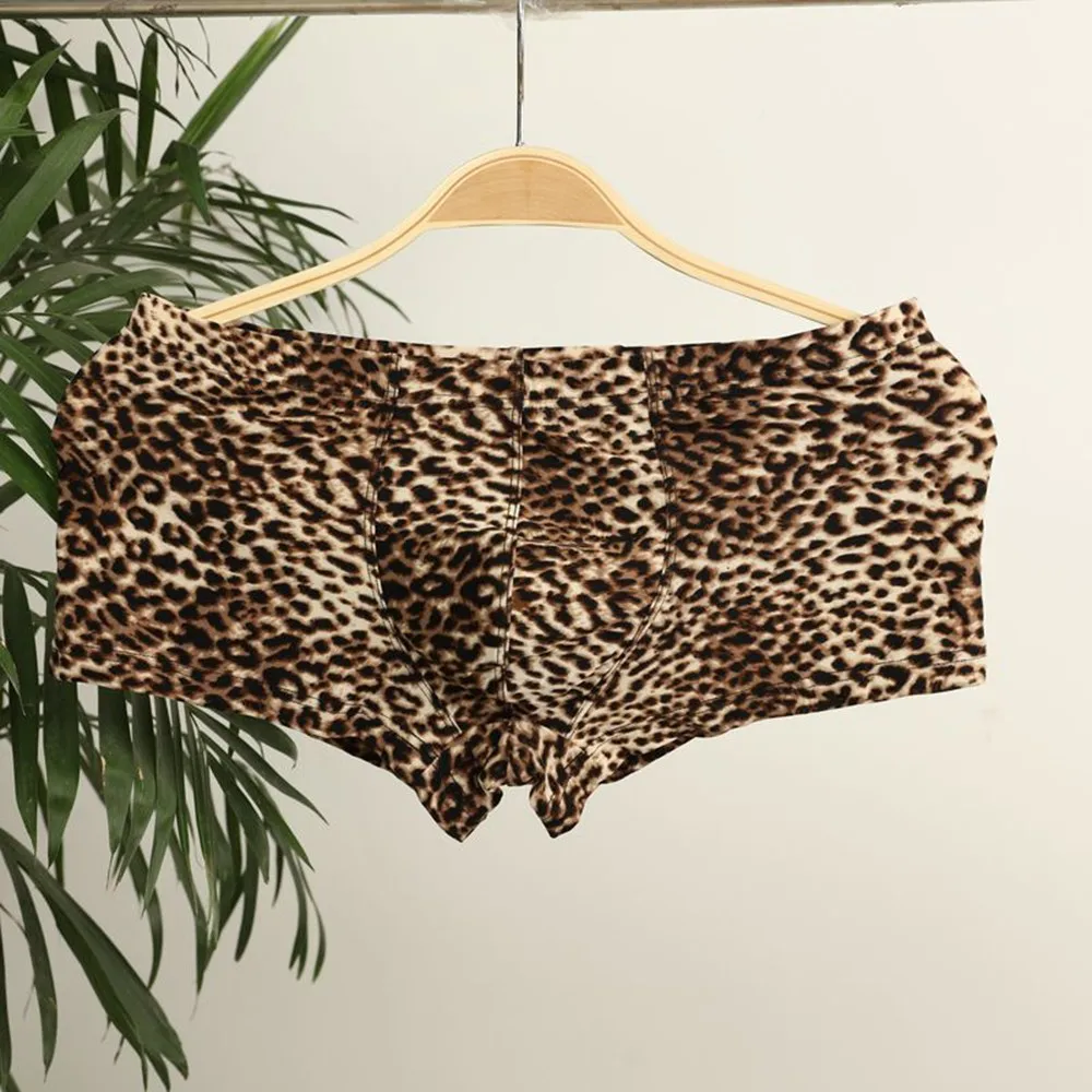 Mens Boxers Breathable Leopard Printed Boxer Comfortable Bulge Pouch ...