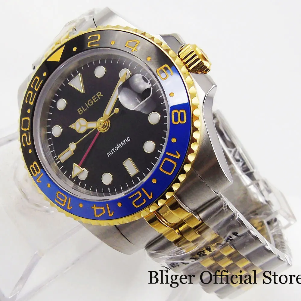 Bliger Men Watch Gold Coated Gmt Hand Self Winding Movement Jubilee ...