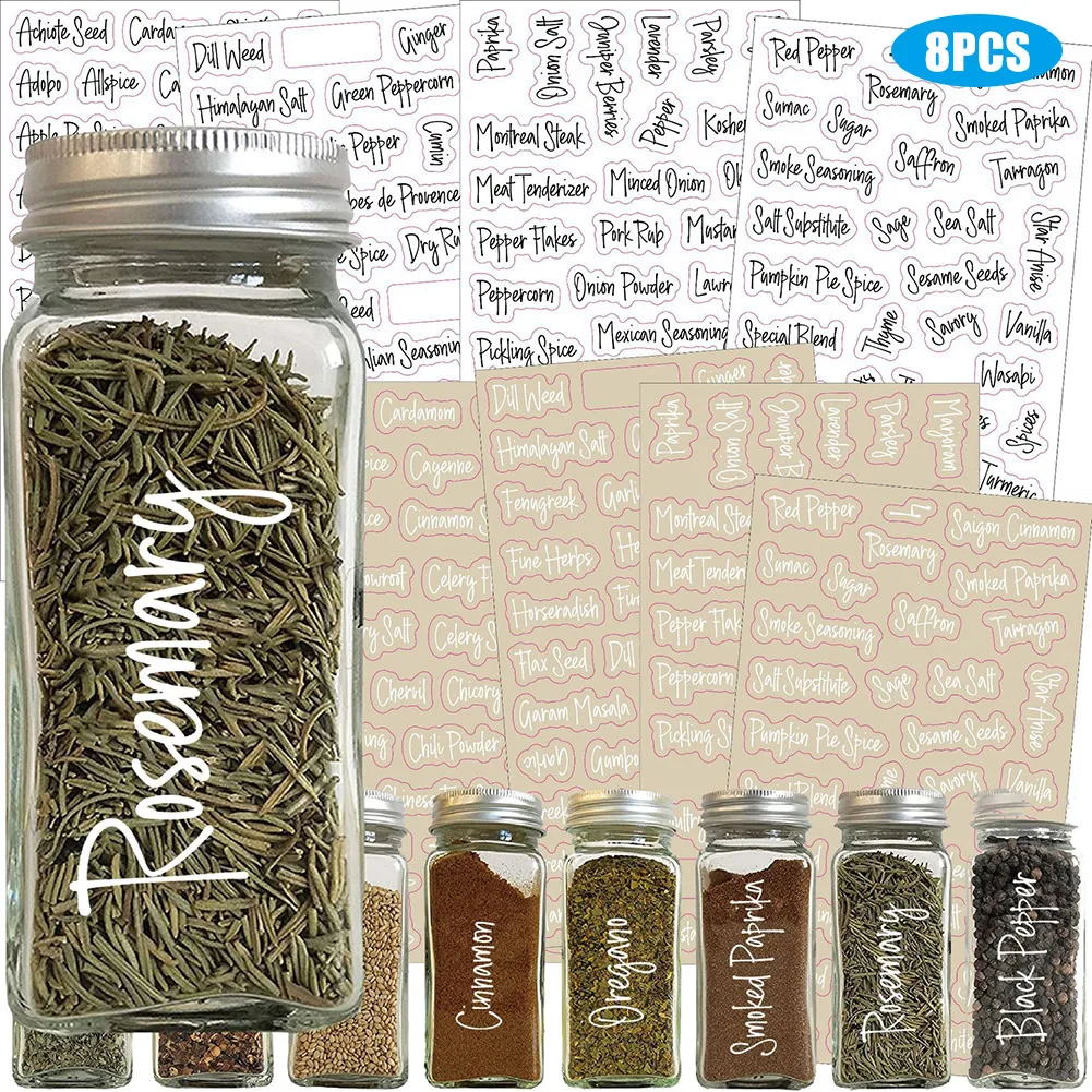 8pcs-Reusable-Spice-Label-For-Pantry-Mason-Jars-Printed-Stickers-Labels ...