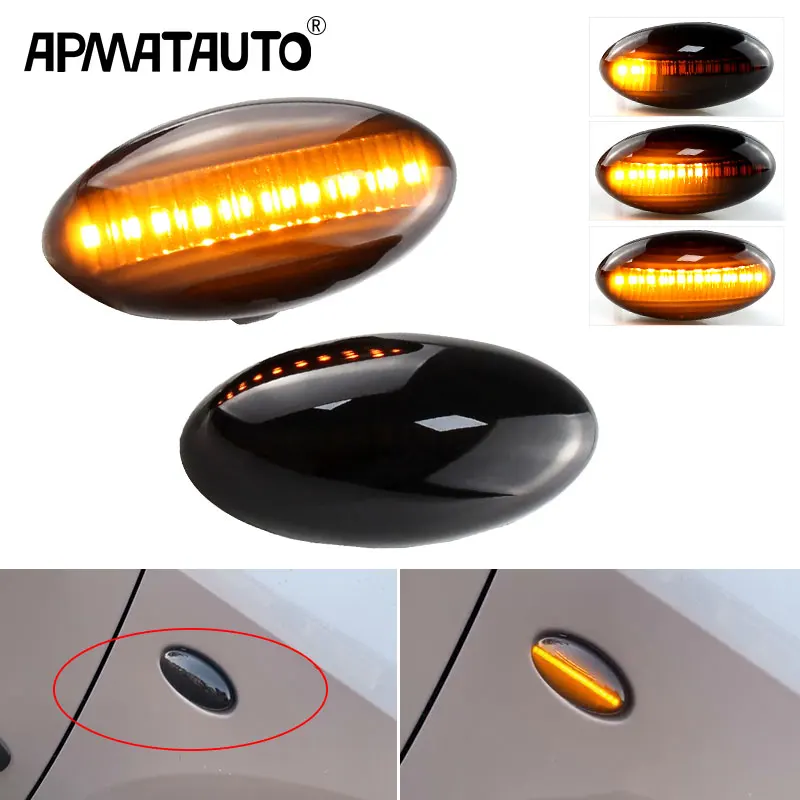 2pcs Dynamic Flashing Led Side Marker Turn Signal Light For Citroen C1 ...