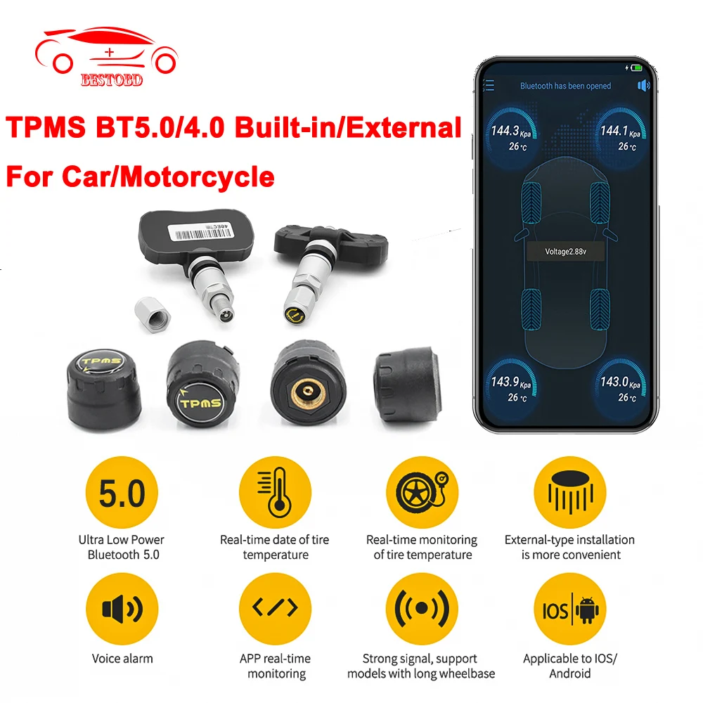 Tpms for Motorcycle and Car alarm intelligen TMPS tyre Tire Pressure ...