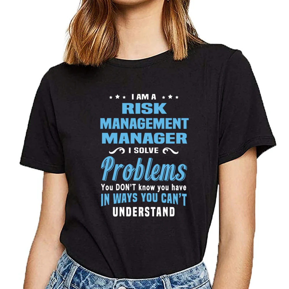 Tops T Shirt Women risk management manager Comic Inscriptions Cotton ...