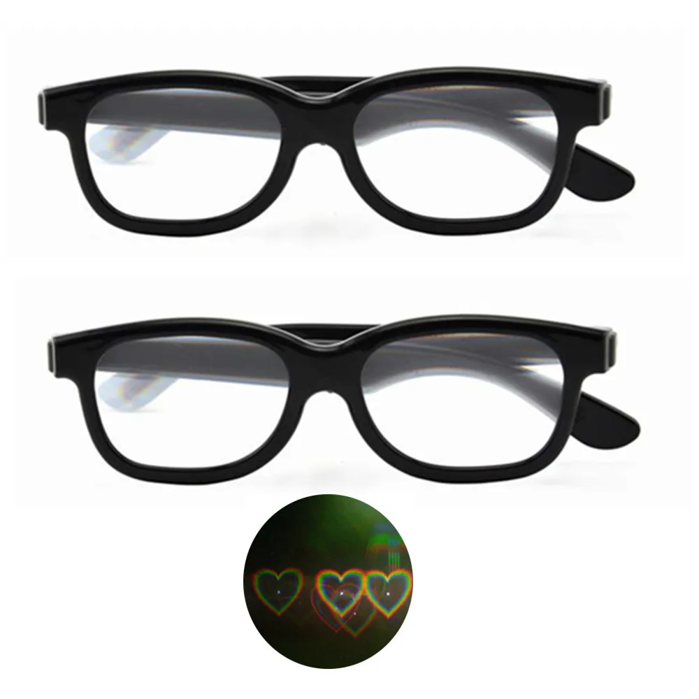 2pcs Pack Plastic Heart Diffraction Glasses See Hearts! 3D Rave Prism ...