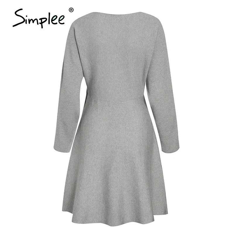 Robe,Simplee robe courte tricotée pour femmes, Sexy, col en v, élégante ...