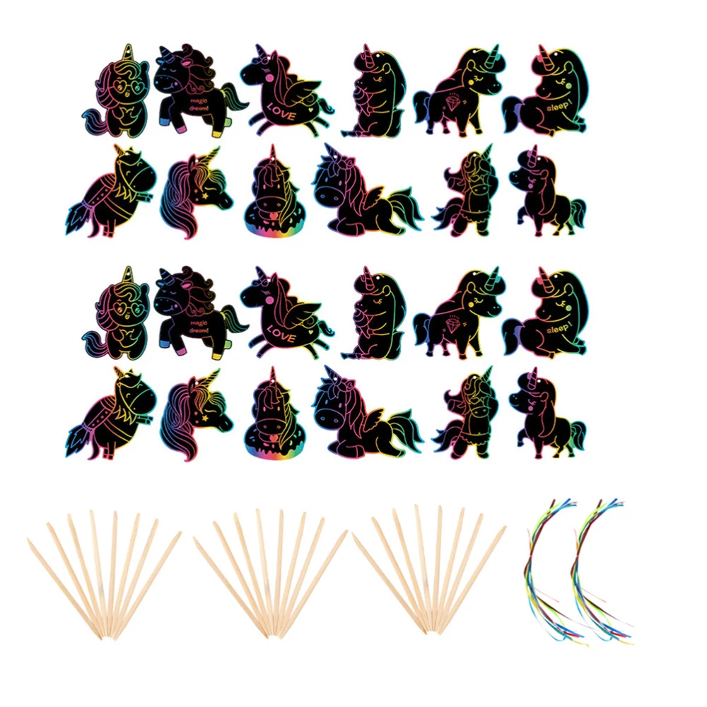 2 Sets Kids Scratch Off Paper Art and Craft Kit Scratch Paper Drawing ...