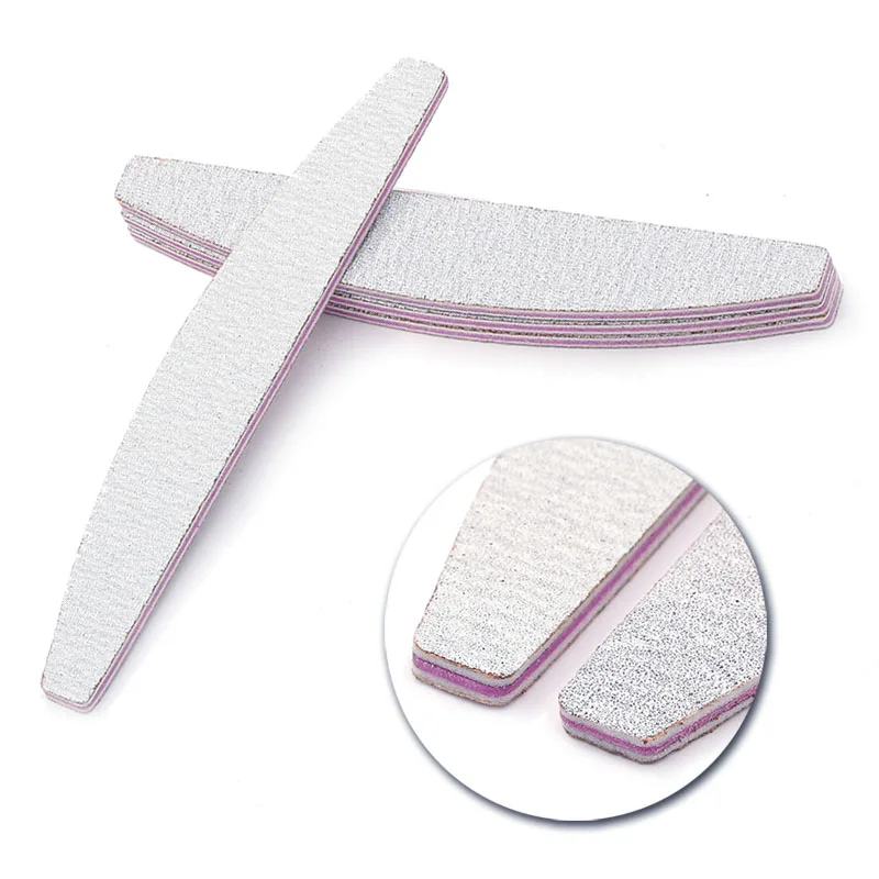 12Pcs Professional Nail File 100/180 Half Moon Sandpaper Nail Sanding ...