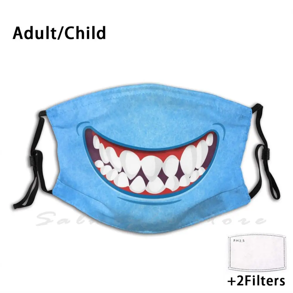 M-scara-Toothy-Smile-azul-Boca-de-monstruo-peludo-azul-monstruo-azul ...