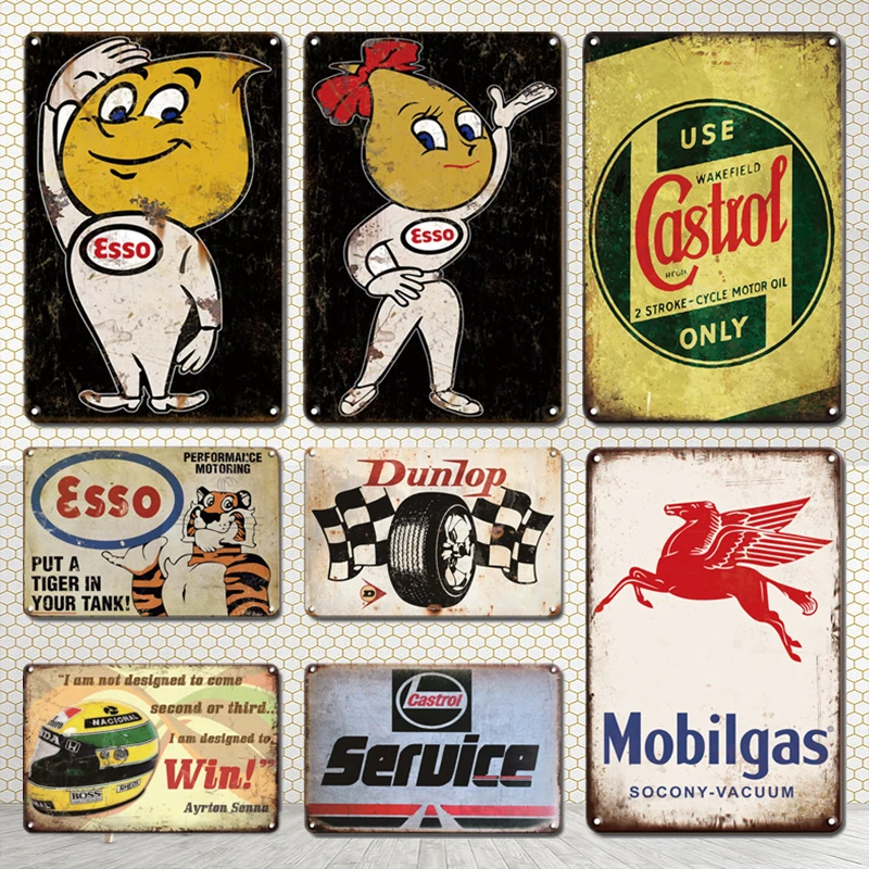 Vintage Metal Gas Station Signs