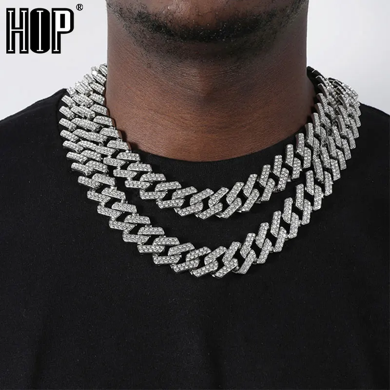 Hiphop cadena cubana con diamantes de imitación incrustados para hombre ...