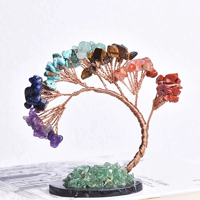 Natural Crystal Tree Amethyst Rose Quartz Olivine Lucky Tree Decor ...