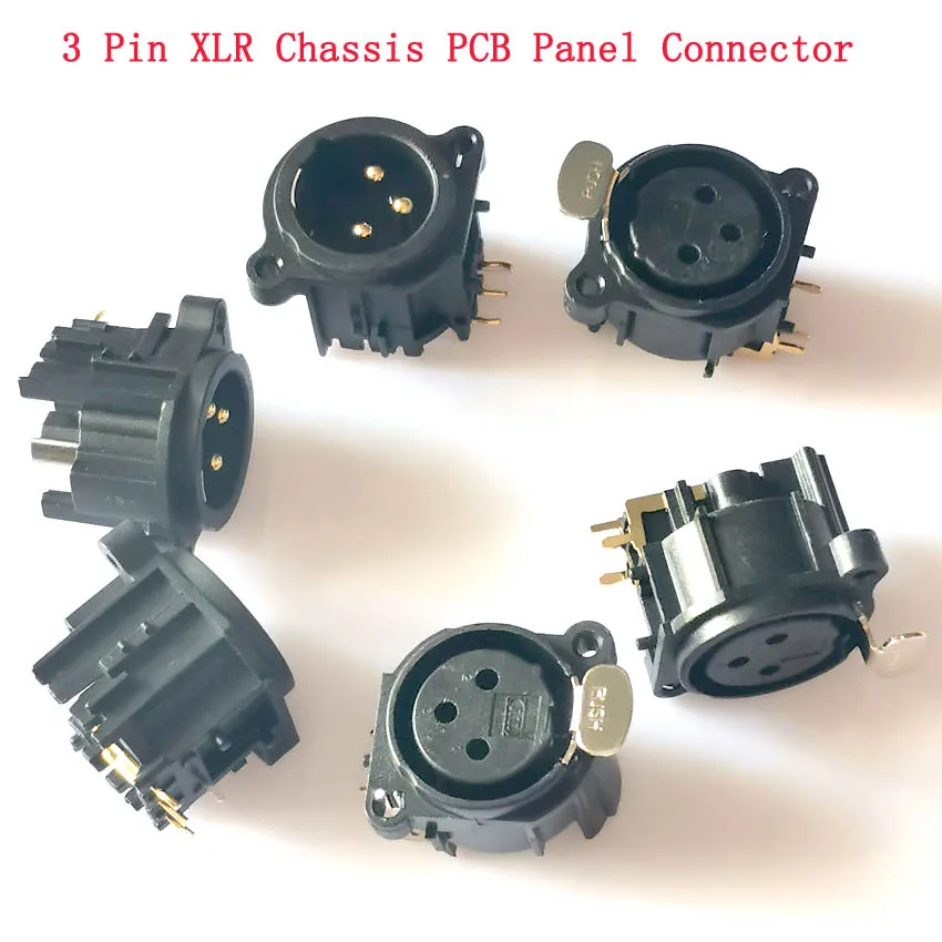 10Pcs XLR 3 Pin Male Plug + Female Socket Connector Square Shape PCB ...