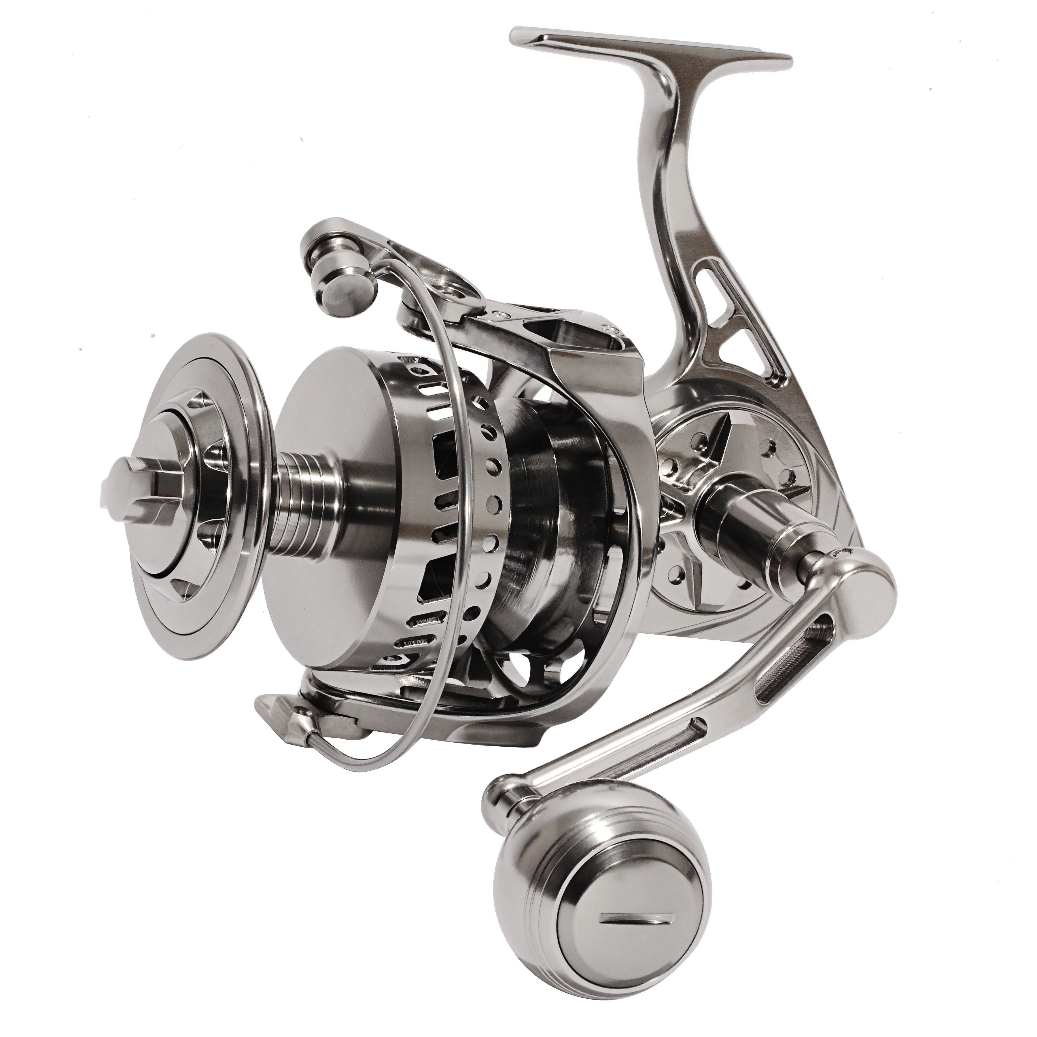 LARGE CNC MACHINED FULL METAL SALTWATER SPINNING FISHING REEL 77LB DRAG ...