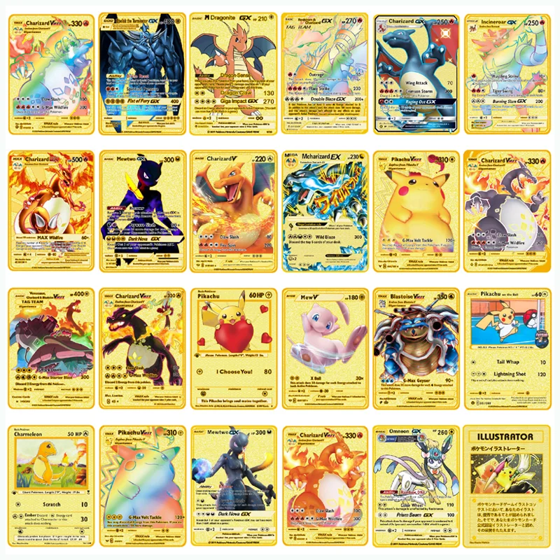 Pokemon Gold Card Metal Card Game Anime Battle Pokemon Gold HP English ...