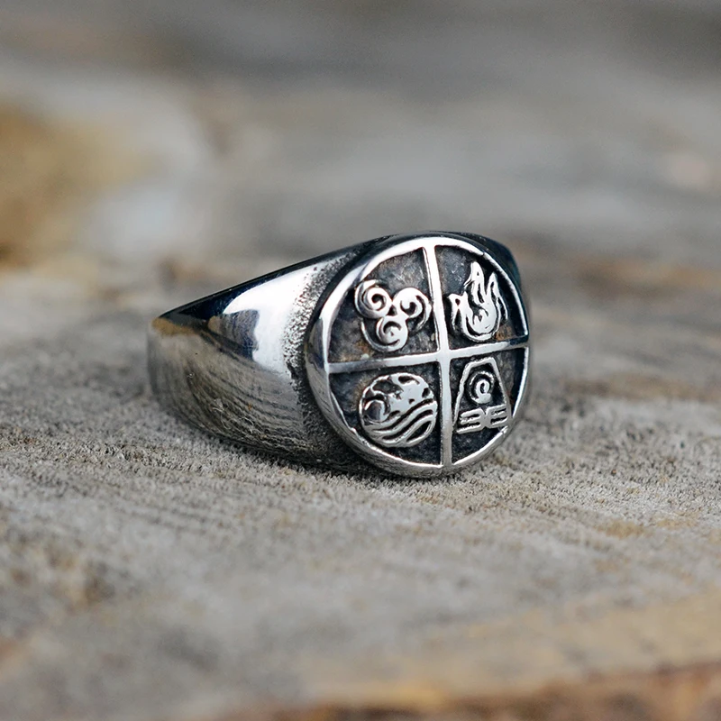 Stainless Steel Rings Avatar The Last Airbender Air Fire Earth Water ...