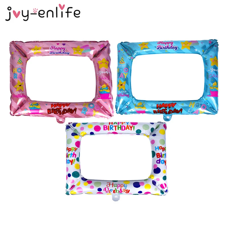 Birthday Blue Pink Inflatable Photo Frame Photo Booth Props Happy ...