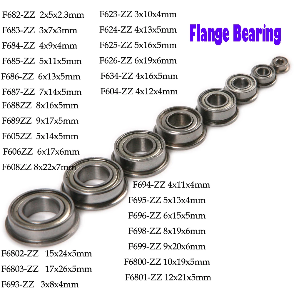 1pc F682ZZ F683ZZ F684ZZ F685ZZ to F6803ZZ Miniature Flange Bearing ...