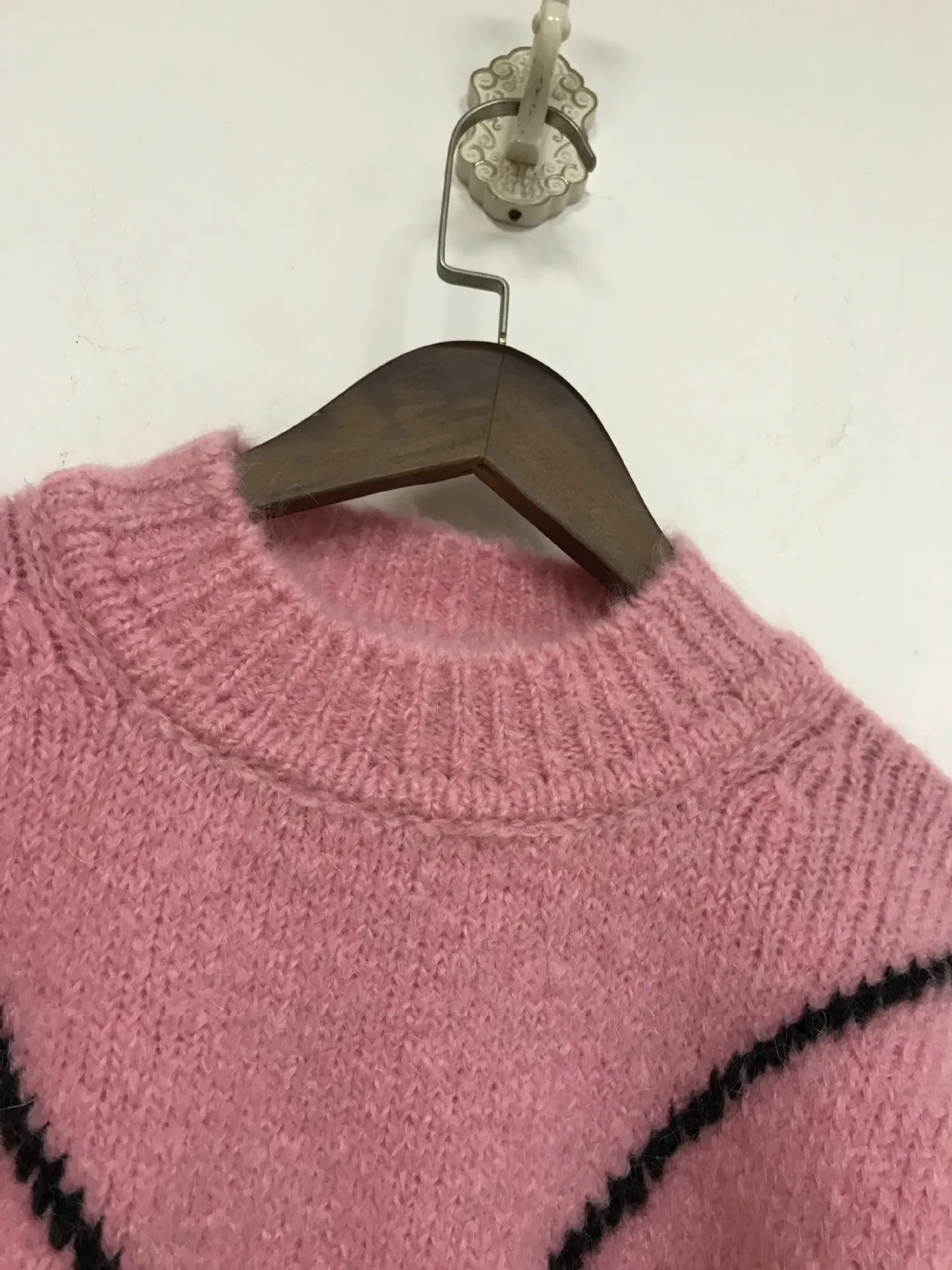 Women Sweater Autumn /winter New Pink Round Neck Pullover Jacquard Long ...