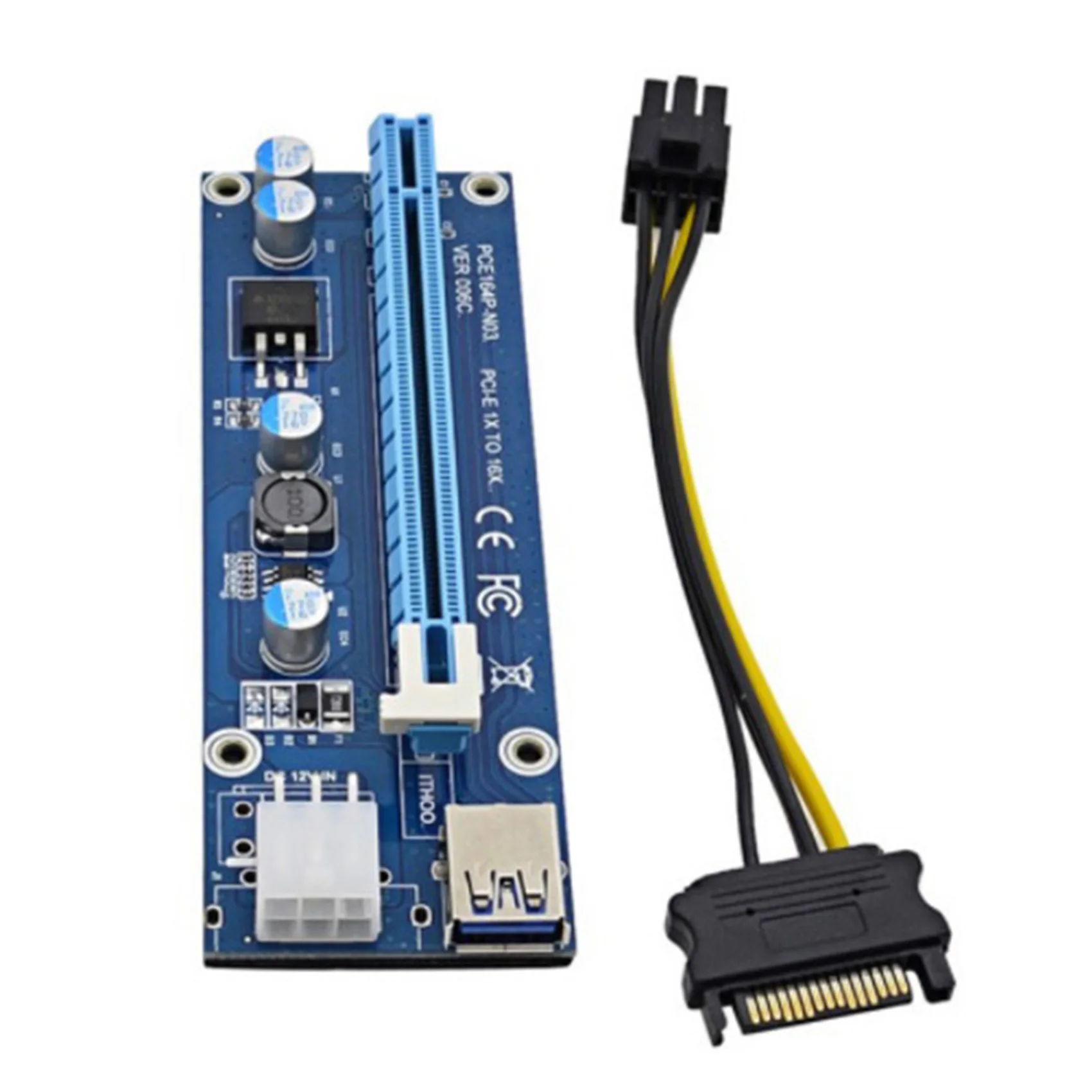 PCIE 1X to Graphics Card Expansion Cable 6Pin Single Power DC-DC Power ...
